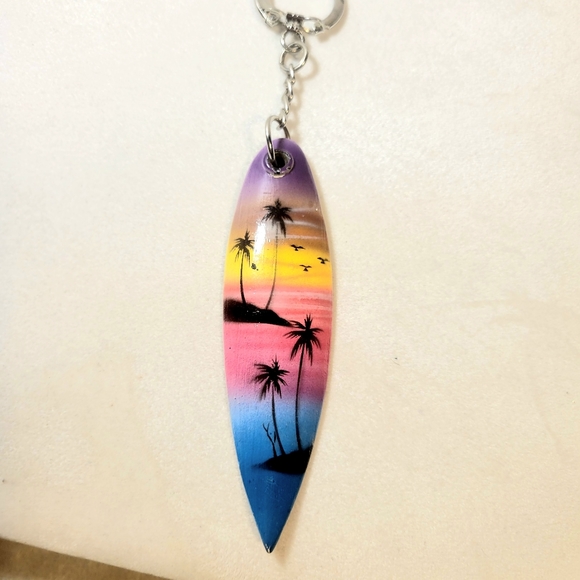 Accessories | Surf Sunrise Palmtree Tropical Airbrush Surfboard Wood ...